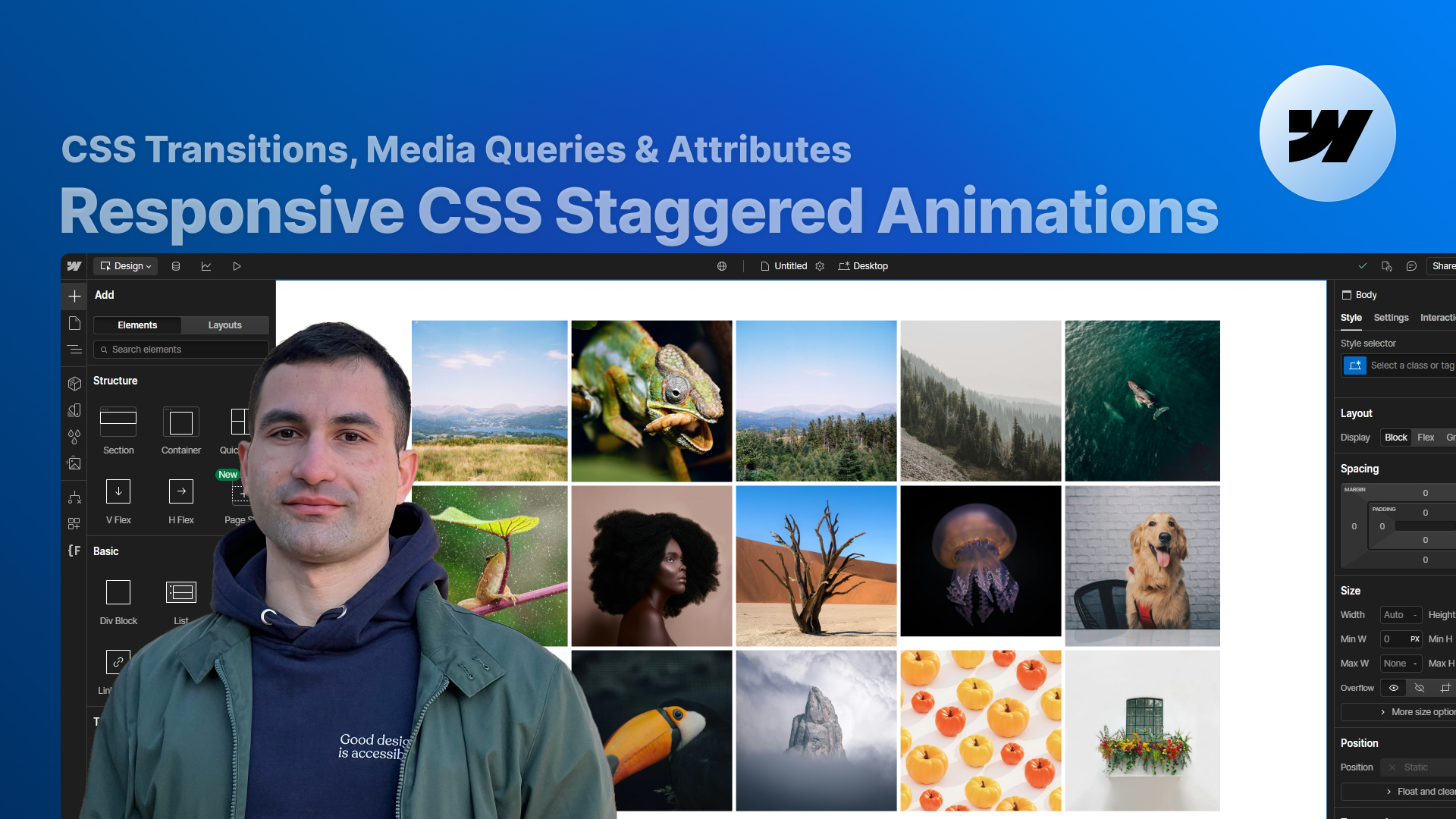 Responsive CSS Staggered Animations in Webflow | Supasaito Academy